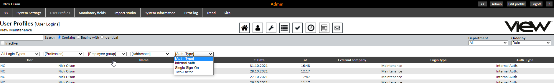 16.2.6 User Logins. - EG Maintenance - Confluence EG A/S